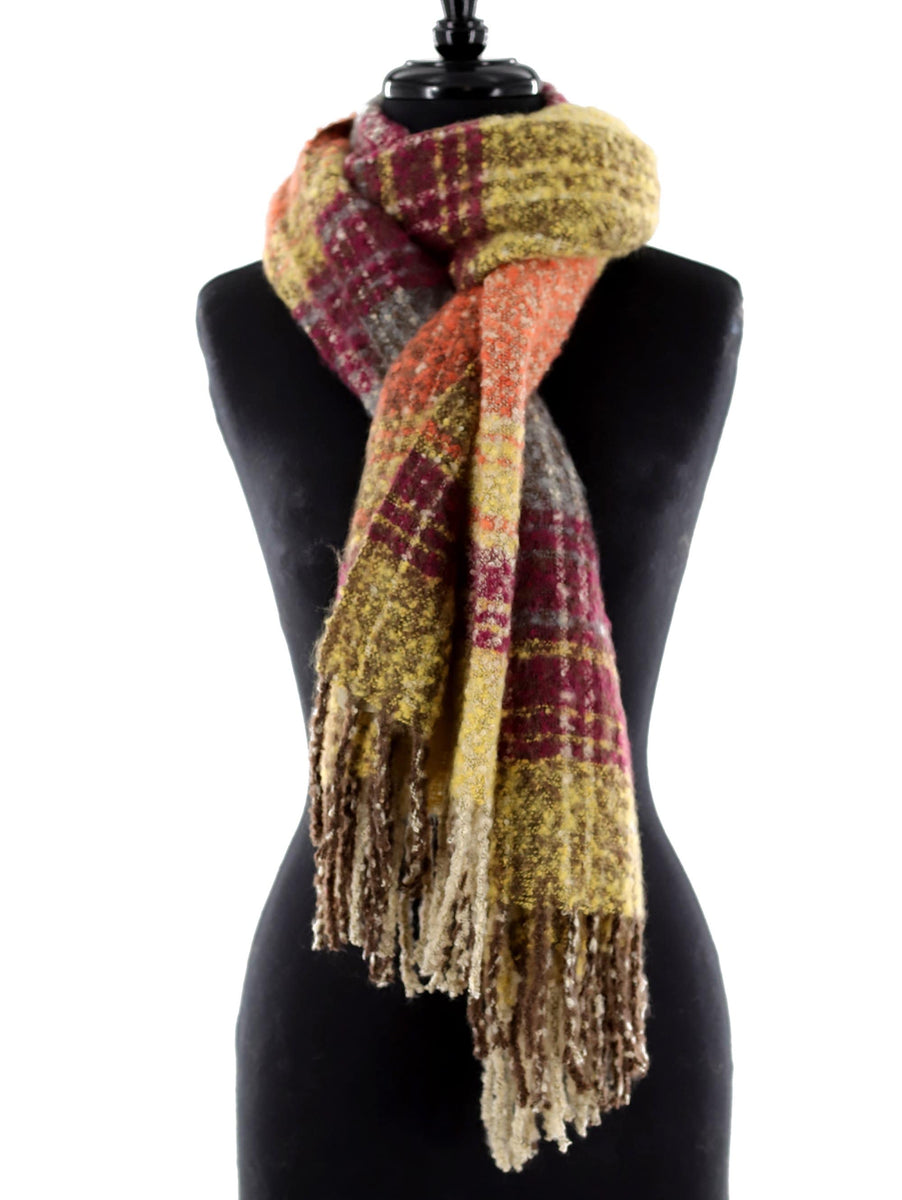 Oversized Plush Plaid Blanket Wrap - Yellow Combo | La Fiorentina