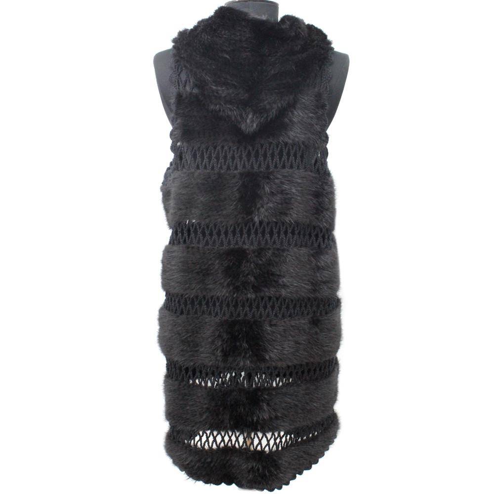 Rabbit Net Vest With Hood-Black | La Fiorentina