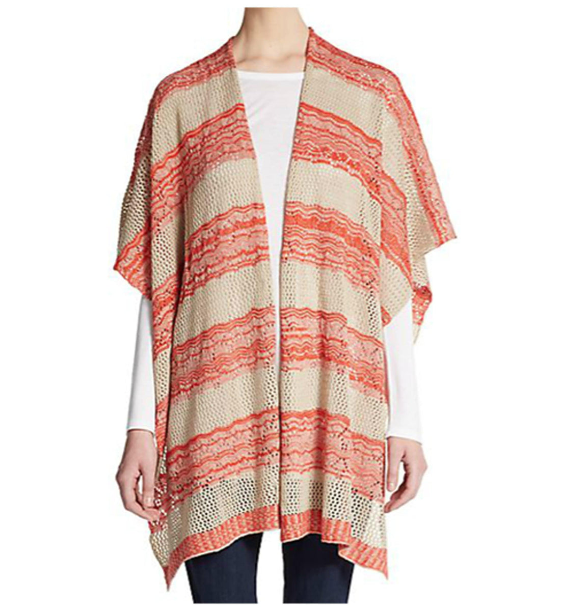 Stripe Patterned Ruana-Orange | La Fiorentina